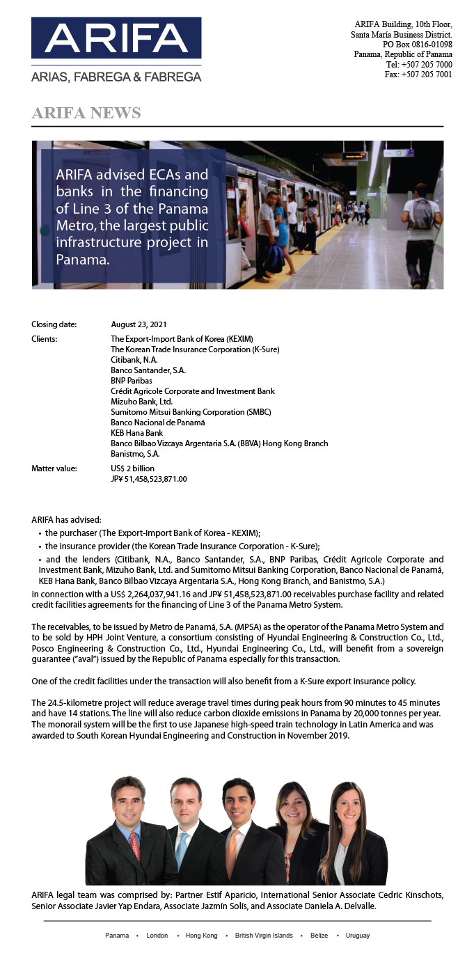 ARIFA - La Firma - Transacciones Representativas - Financiamiento de la Línea 3 del Metro de ...